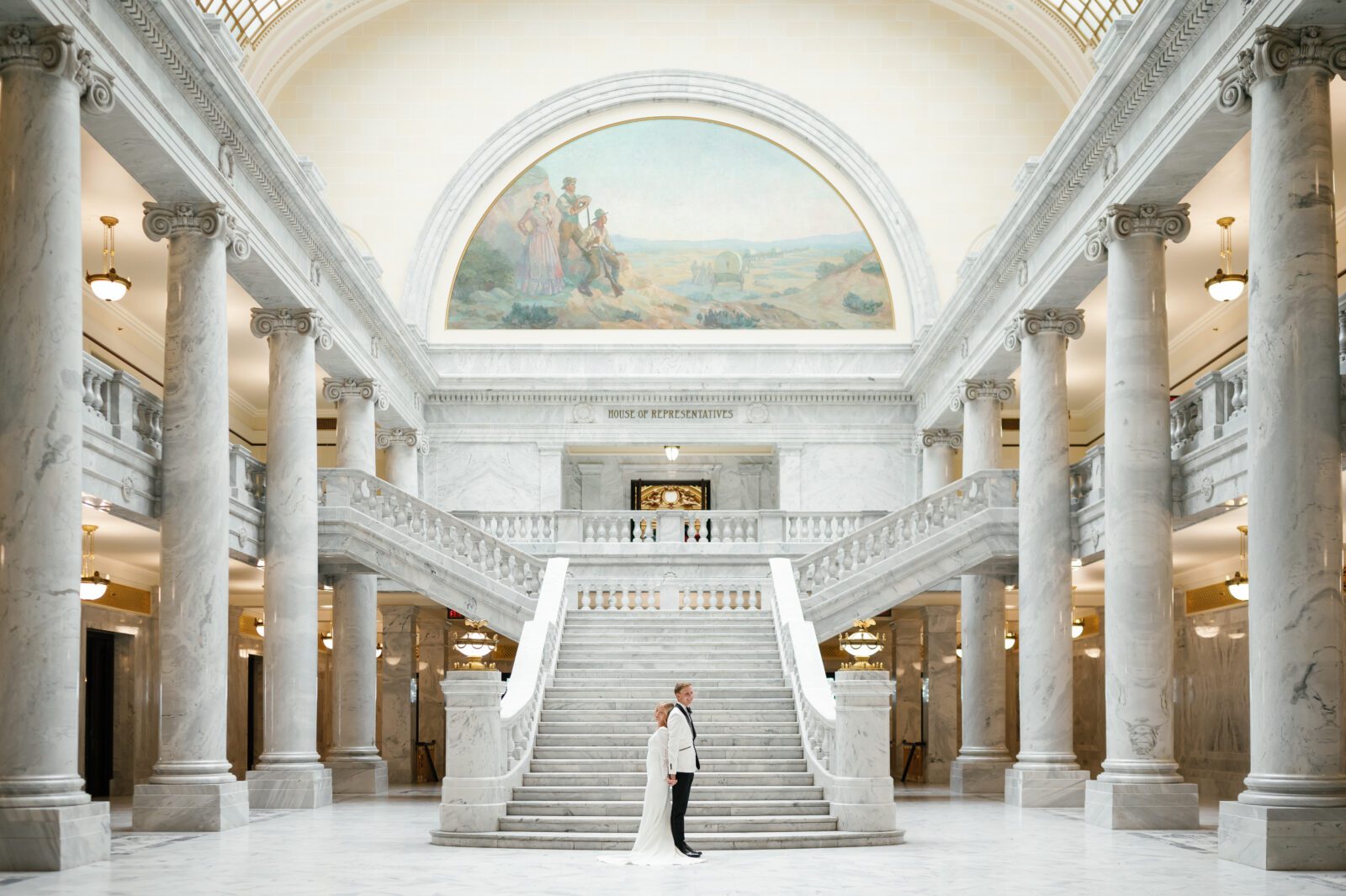 Utah State Capitol Wedding Photos Inspired by "Old Money"